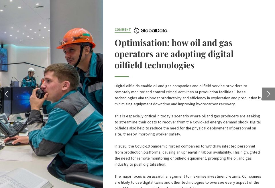 Optimisation: how oil and gas operators are adopting digital oilfield ...