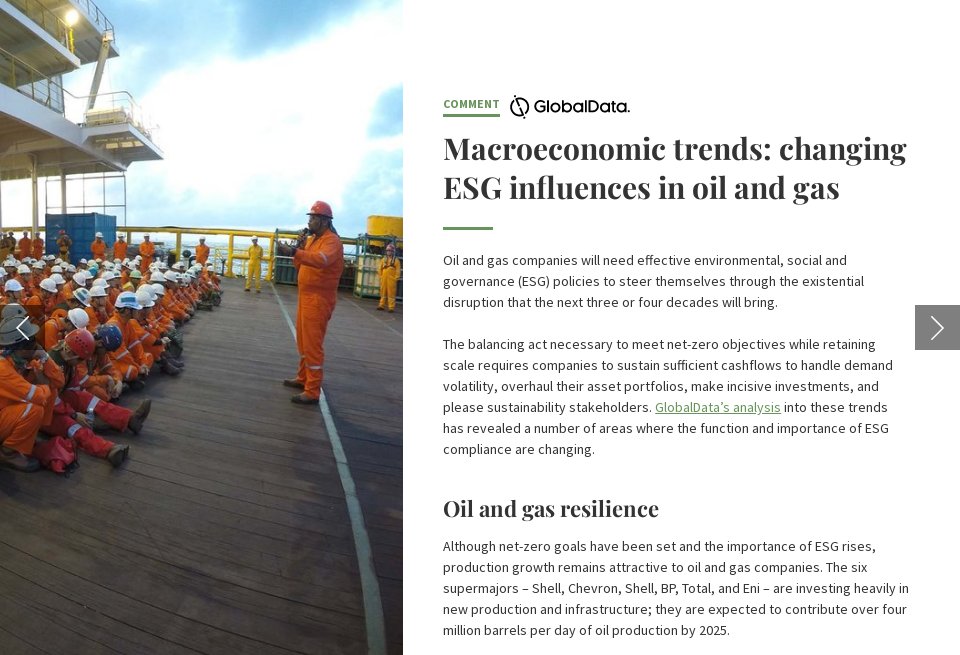 Macroeconomic trends: changing ESG influences in oil and gas - Offshore ...