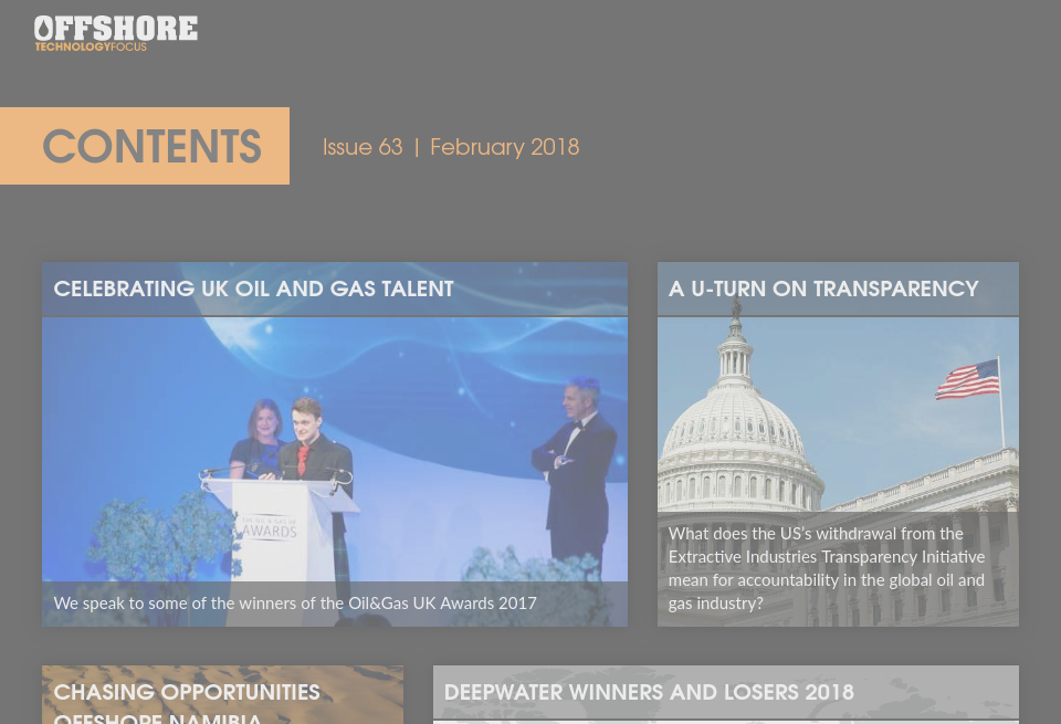 Contents - Offshore Technology Focus | Issue 63 | February 2018 Contents - Offshore Technology Focus | Issue 63 | February 2018