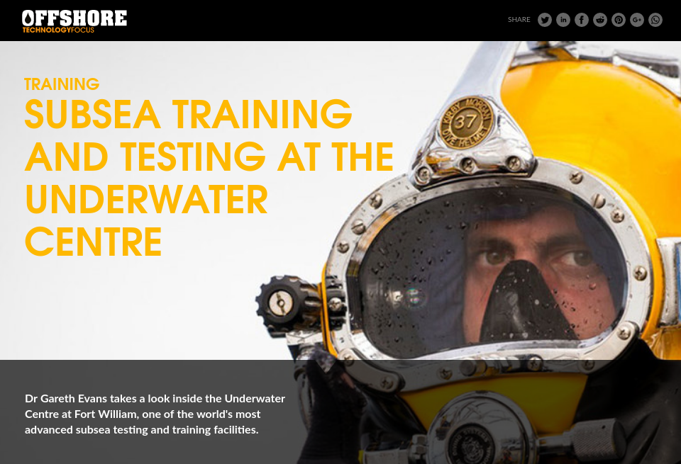 Subsea training and testing at the Underwater Centre - Offshore ...