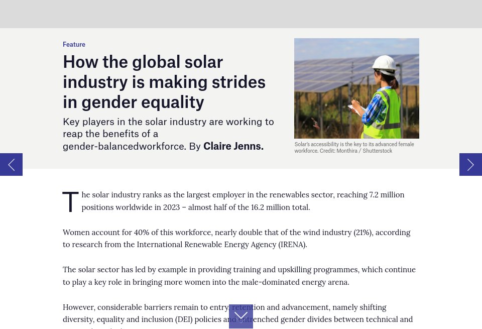 How the global solar industry is making strides in gender equality ...