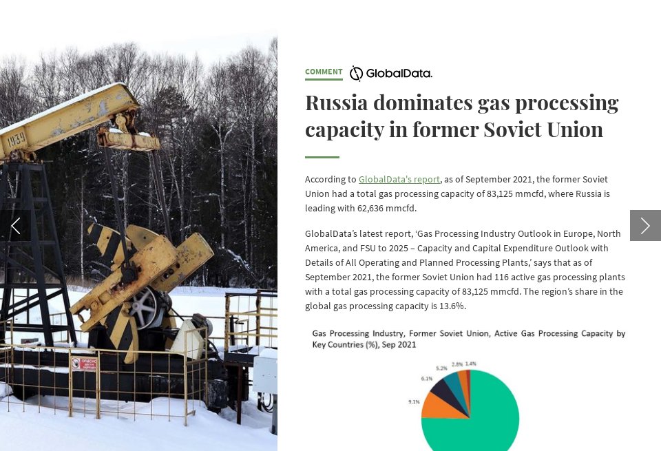 Russia dominates gas processing capacity in former Soviet Union ...